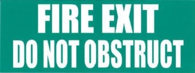 Sign PVC Fire Exit Do Not Obstruct 300mm W x 120mm H : AWFS