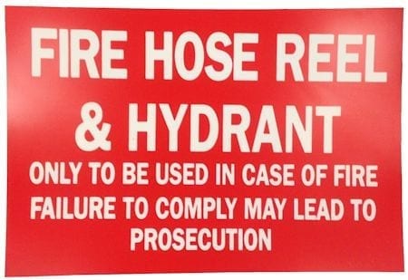 Sign PVC FHR & Hyd Usage Large 440mm W x 395mm H : AWFS