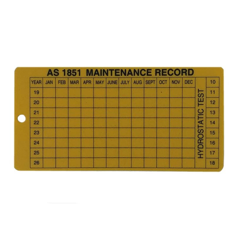 Service Tag Maintenance Record Polyprop Yellow Underground