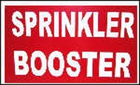 Sign Metal Sprinkler Booster 300mm W x 200mm H : AWFS